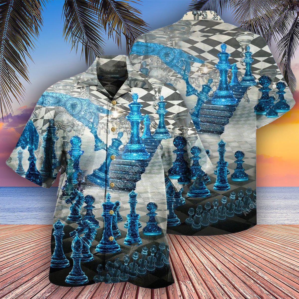 Chess Is Like A Game Blue, Chess Set, Chess Board Hawaiian Shirt ...