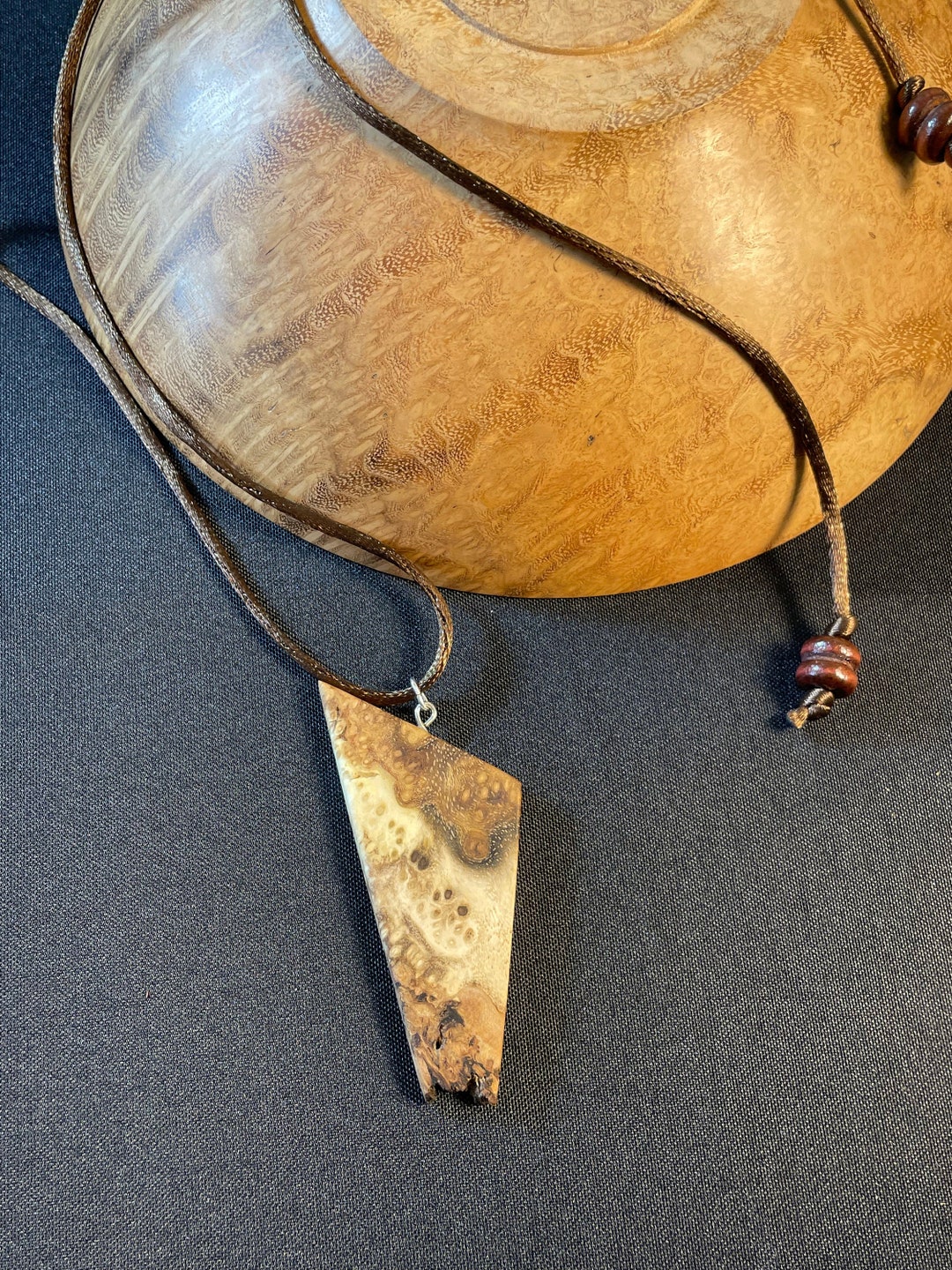 Black Locust Burl Wood Northern Lights Brown Silk Rope Adjustable ...