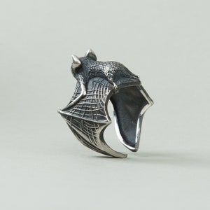 Handmade Mystical Bat Sterling Silver Ring - Anniversary Jewelry ...