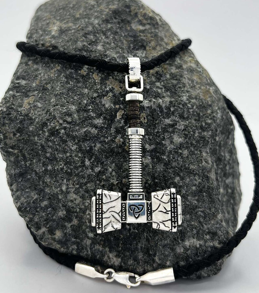 Silver Mjolnir Necklace - Thors Hammer Pendant With Scandinavian ...