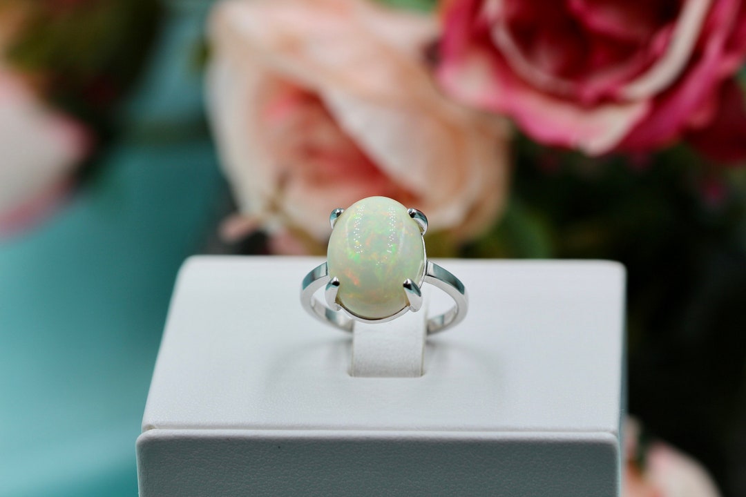 Large Statement Ring. Natural Opal Ring, Fire Opal Silver Ring, Silver ...