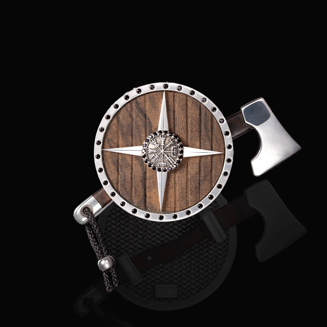 Luxury Viking Shield and Axe Pendant, One of a Kind Norse Necklace for ...