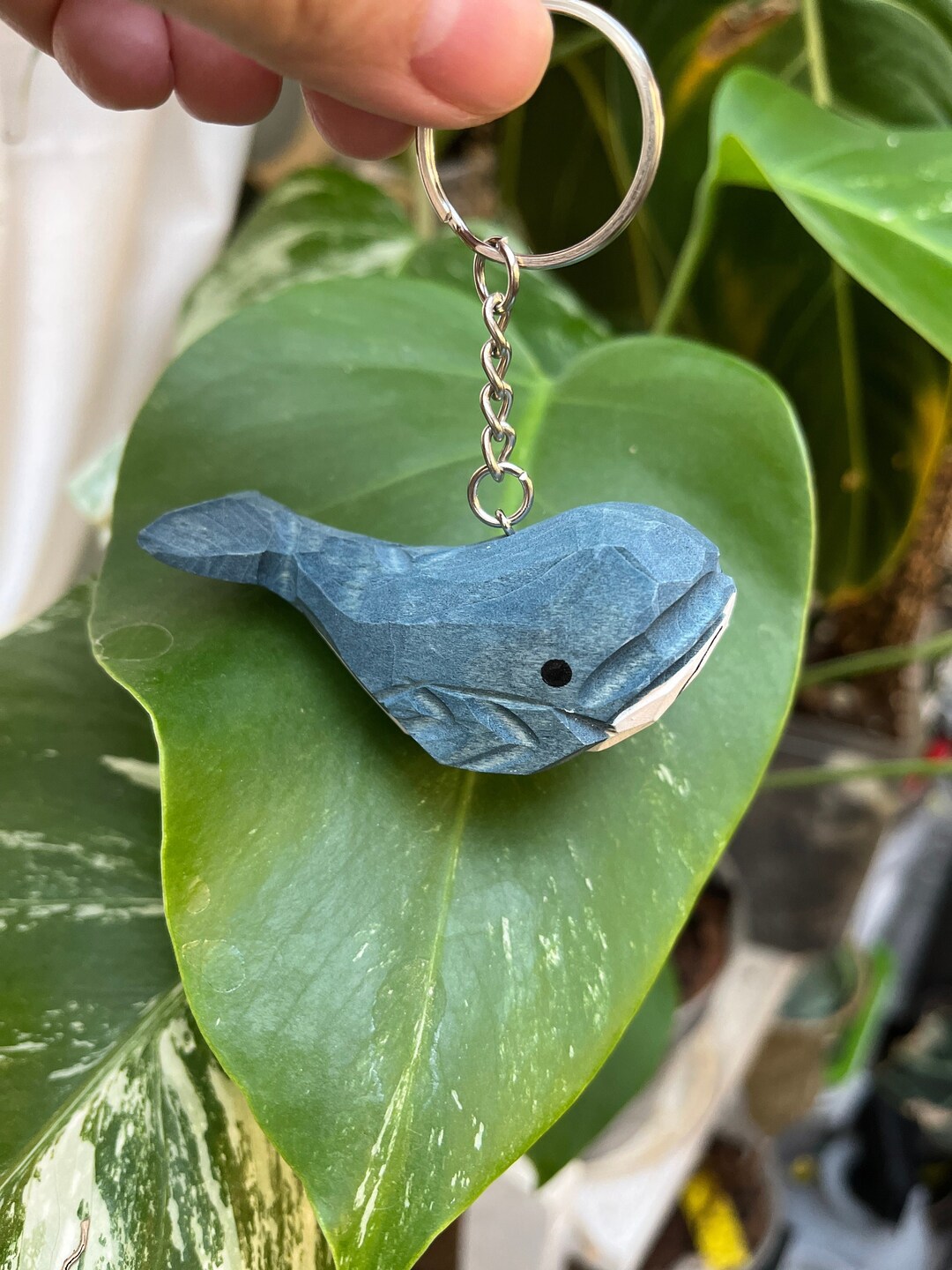 Wooden Blue Whale Keychain - Etsy