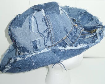 Upcycled Denim Cowboy Cowgirl Hat - Etsy
