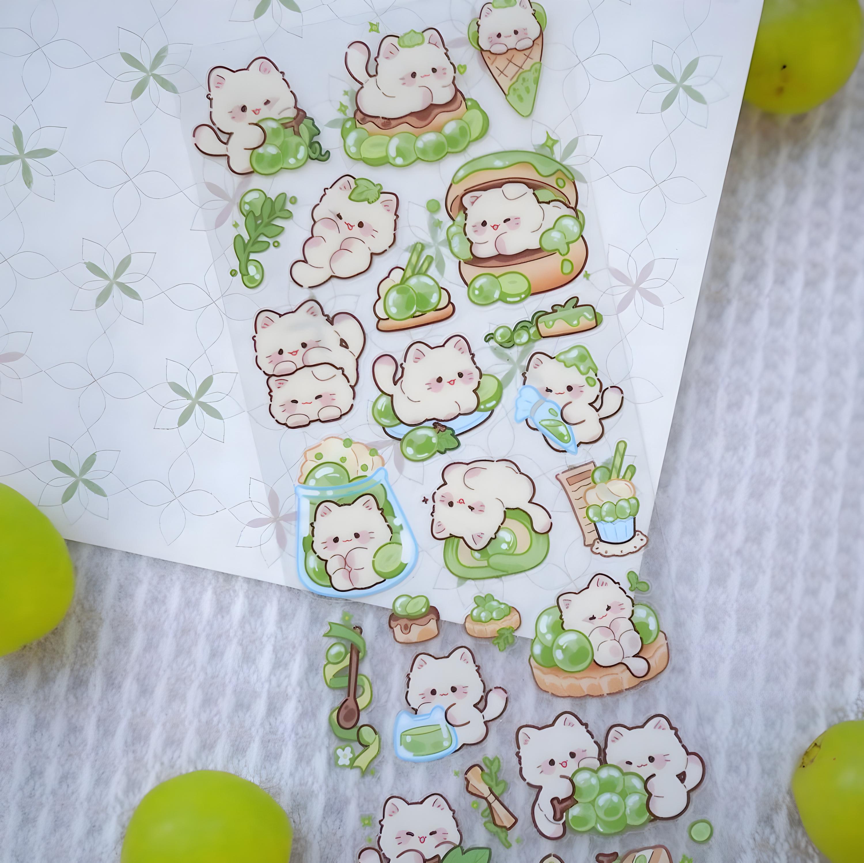 Grape Cat Sticker Sheetglossy Vinyl Transparent ...