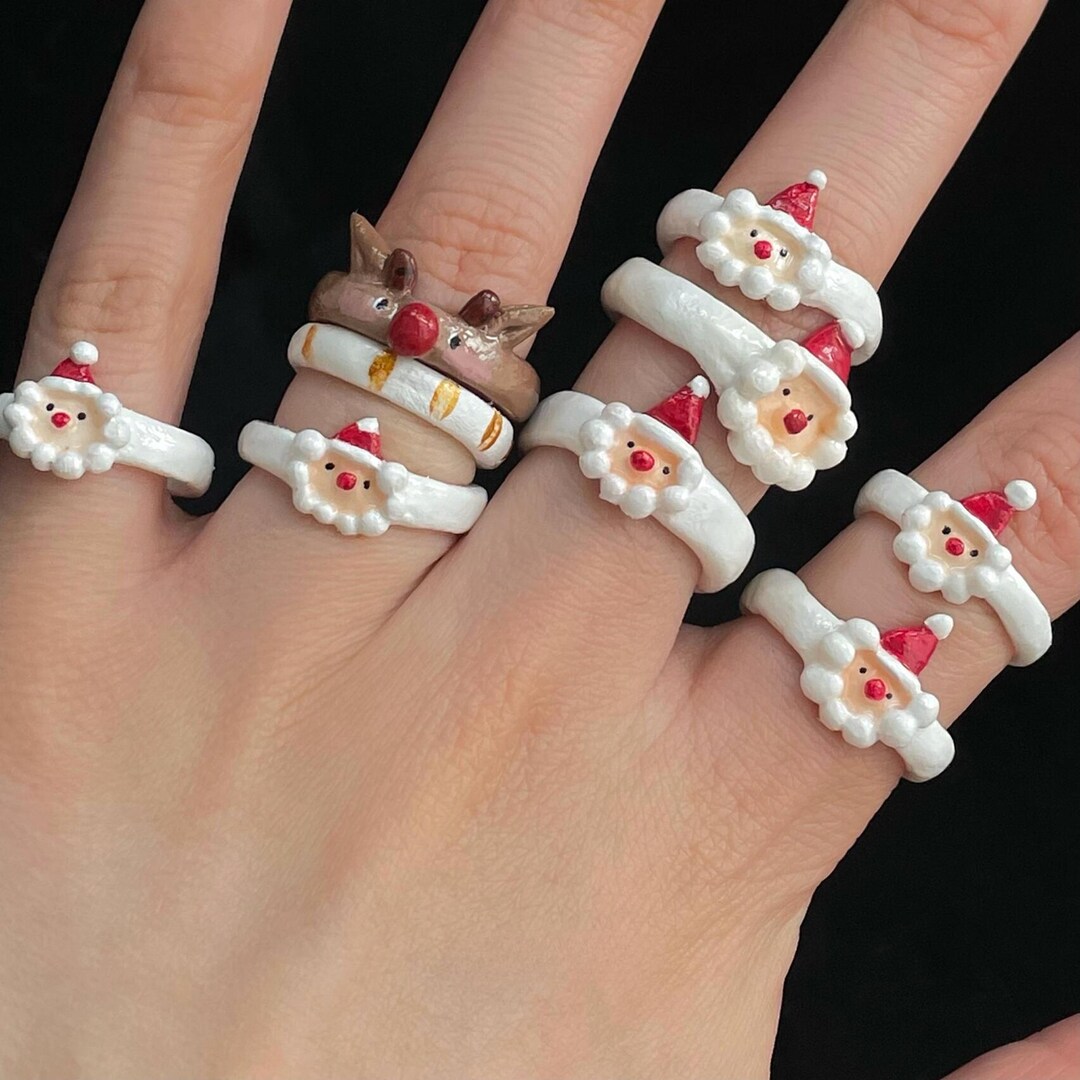 Santa Christmas Ring | Air Dry Clay|cute|accessory|festival|gift|kawaii ...