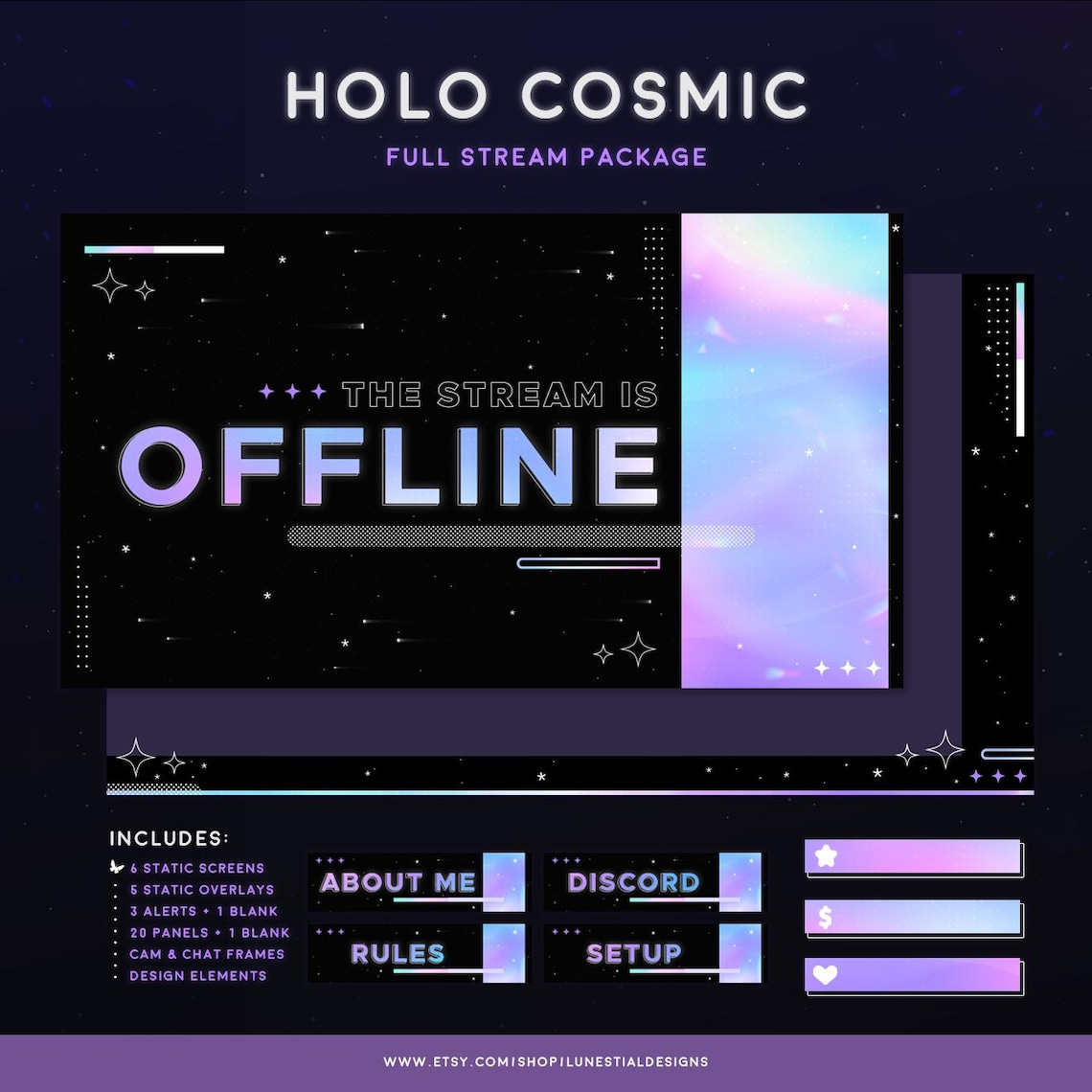 Holo Cosmic Stream Twitch Package Instant Download - Etsy