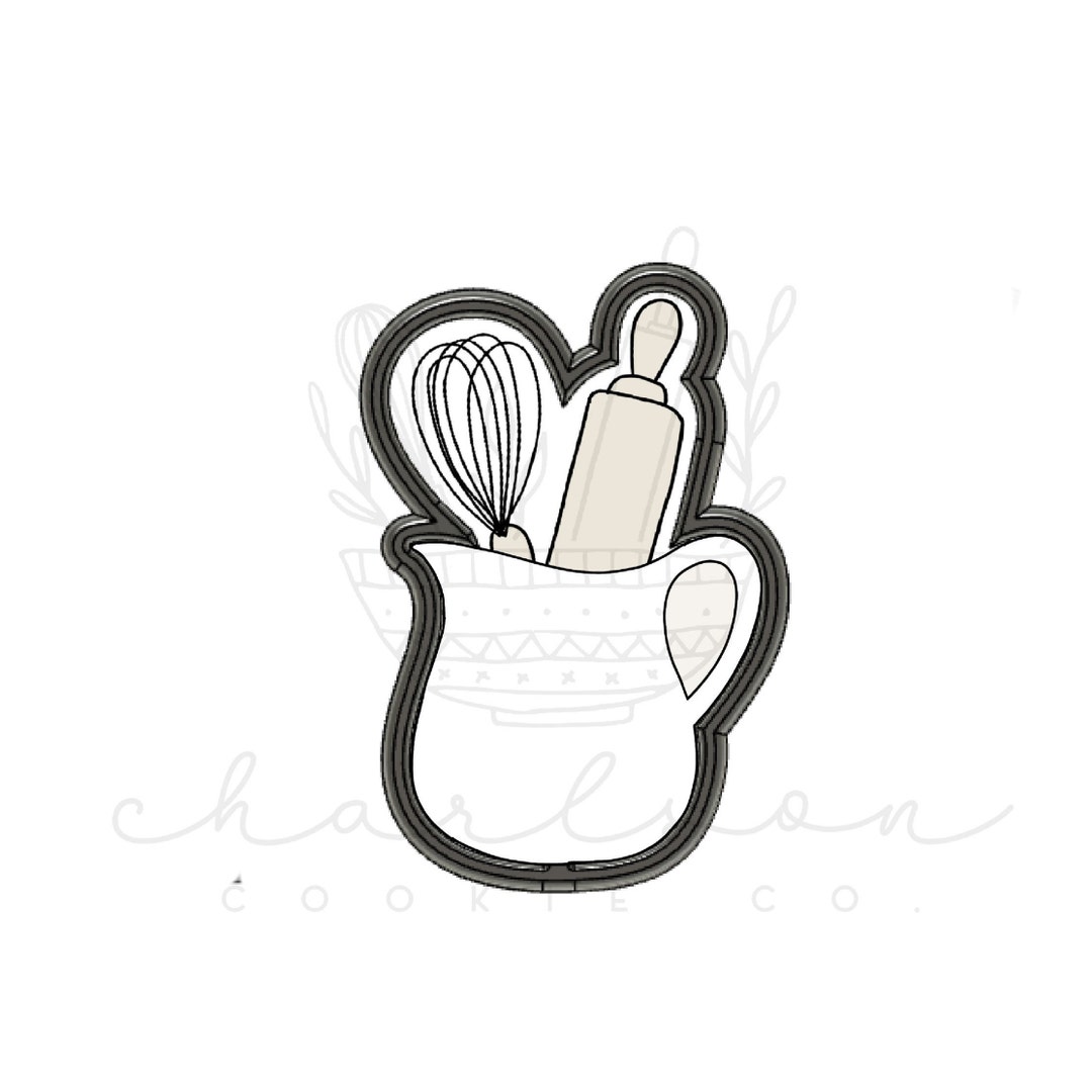 Pitcher With Baking Utensils Cookie Cutter - Etsy