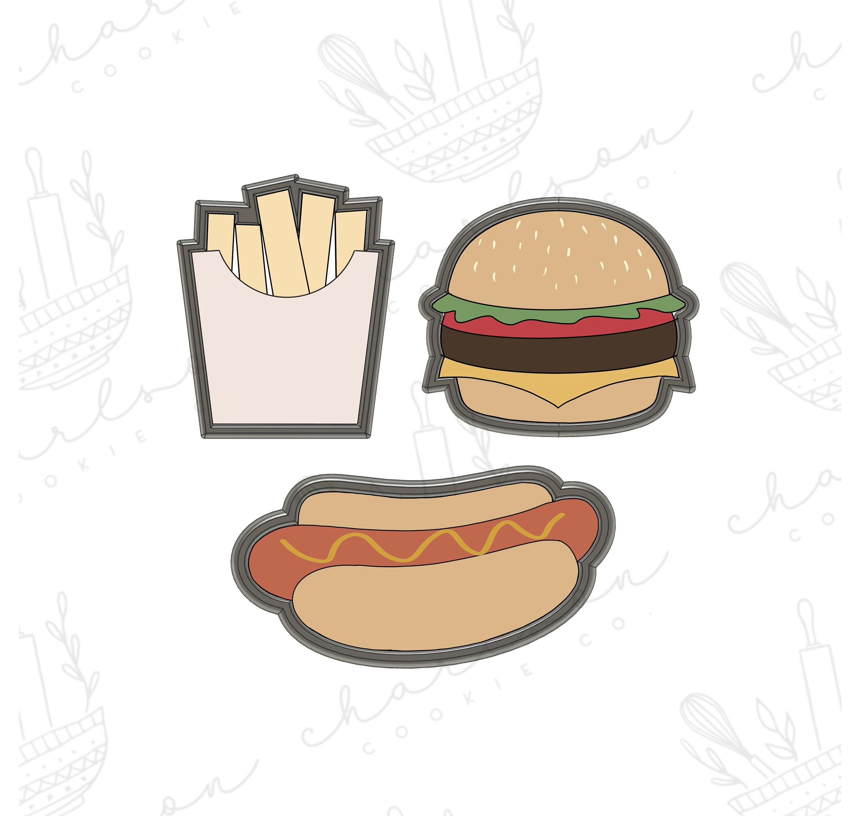 Fast Food / Junk Food (fries, Burger, Hot Dog) Cookie Cutter - Etsy