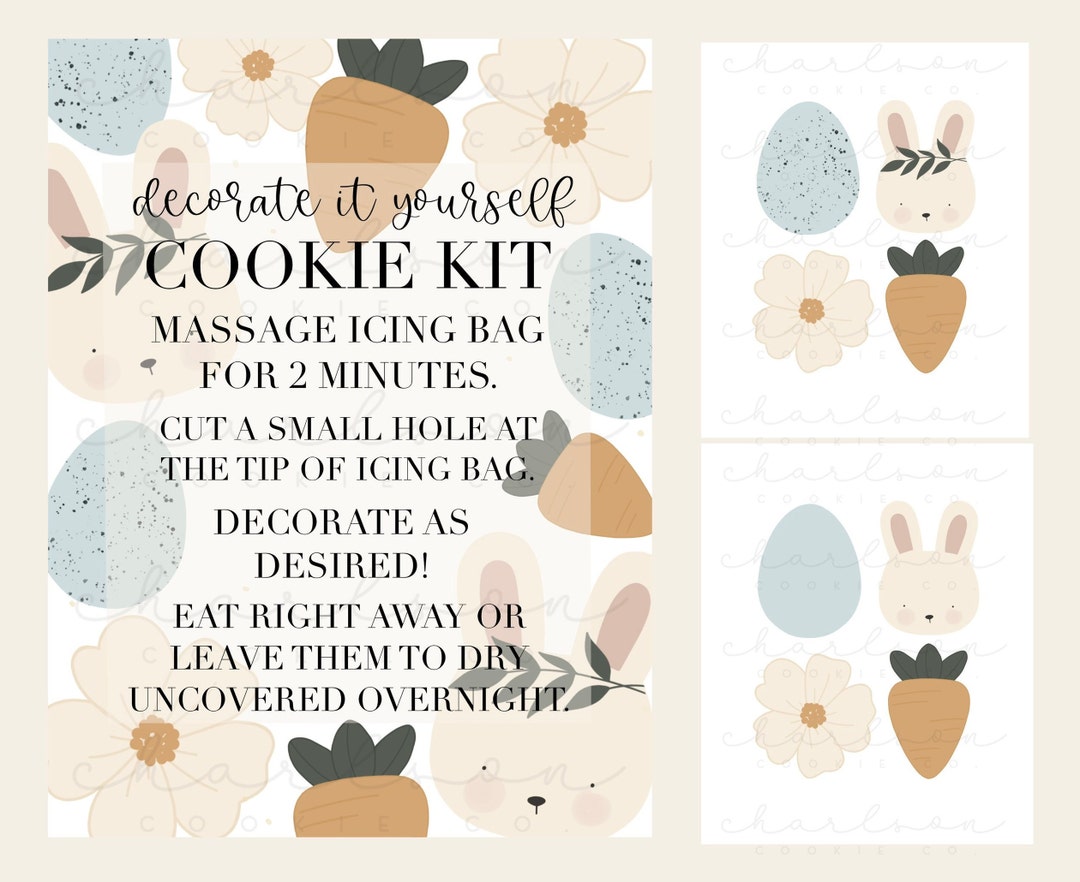 DIY Cookie Kit (easter Set B Blue) Instruction Card (4 Files) / Instant ...
