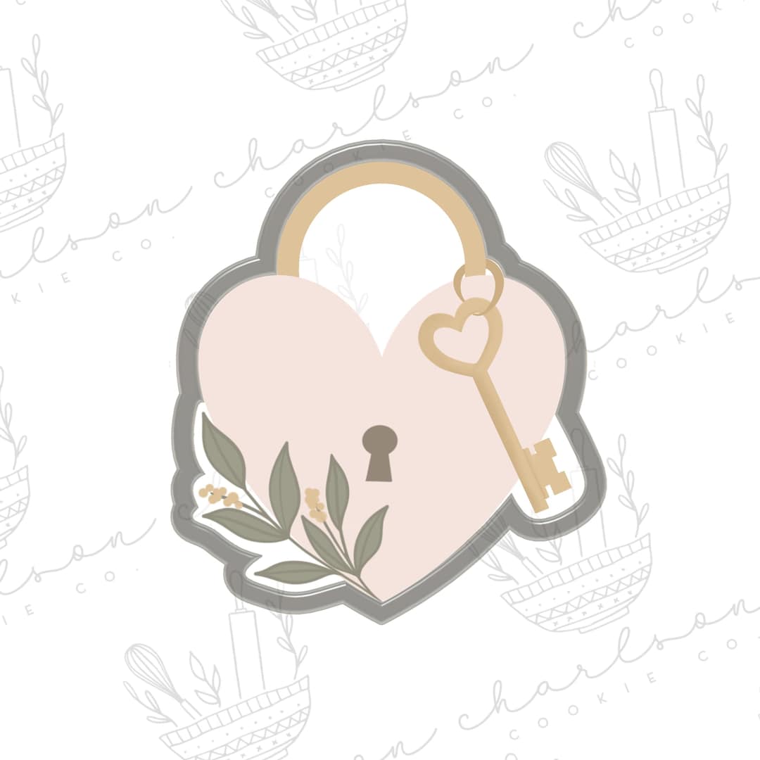 Heart Lock With Key & Leaves Cookie Cutter - Etsy