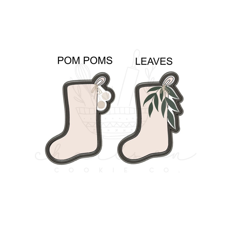 Stocking With Pom Poms / Leaves Cookie Cutter - Etsy