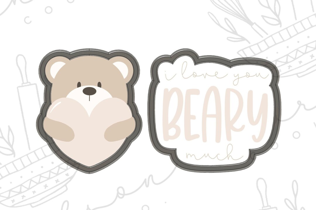 I Love You Beary Much Set A Cookie Cutters - Etsy