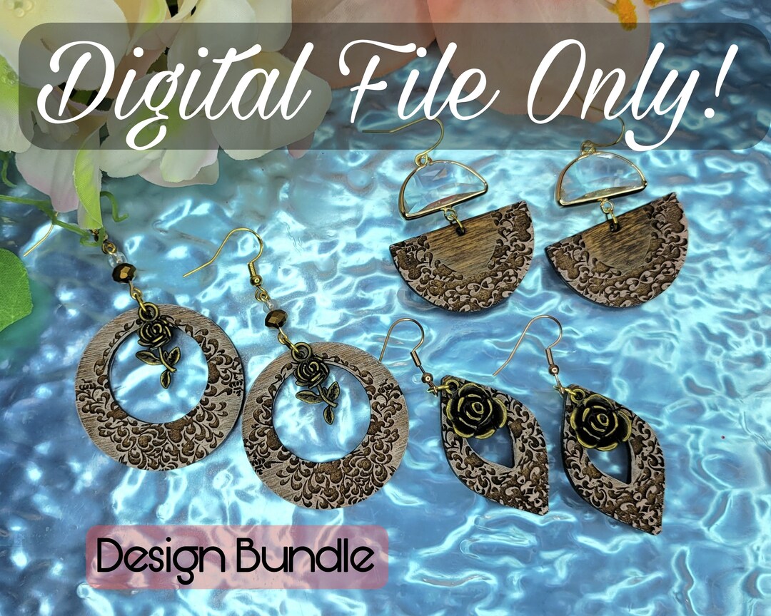 Earrings SVG Bundle File - Earring Cut File - Scrollwork Earring Design ...