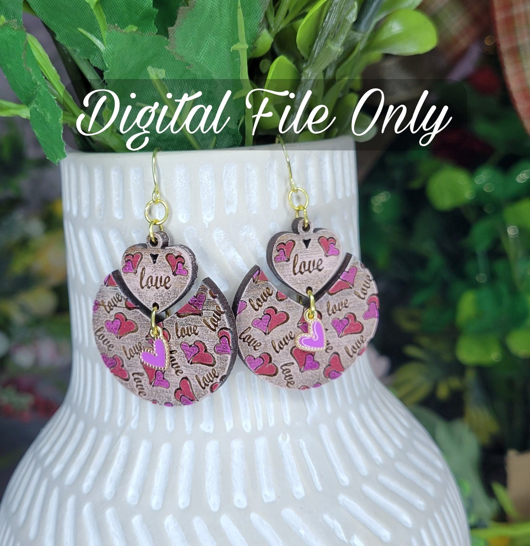 Valentines Earring SVG - Earring File - Valentine's Day Earring Design ...
