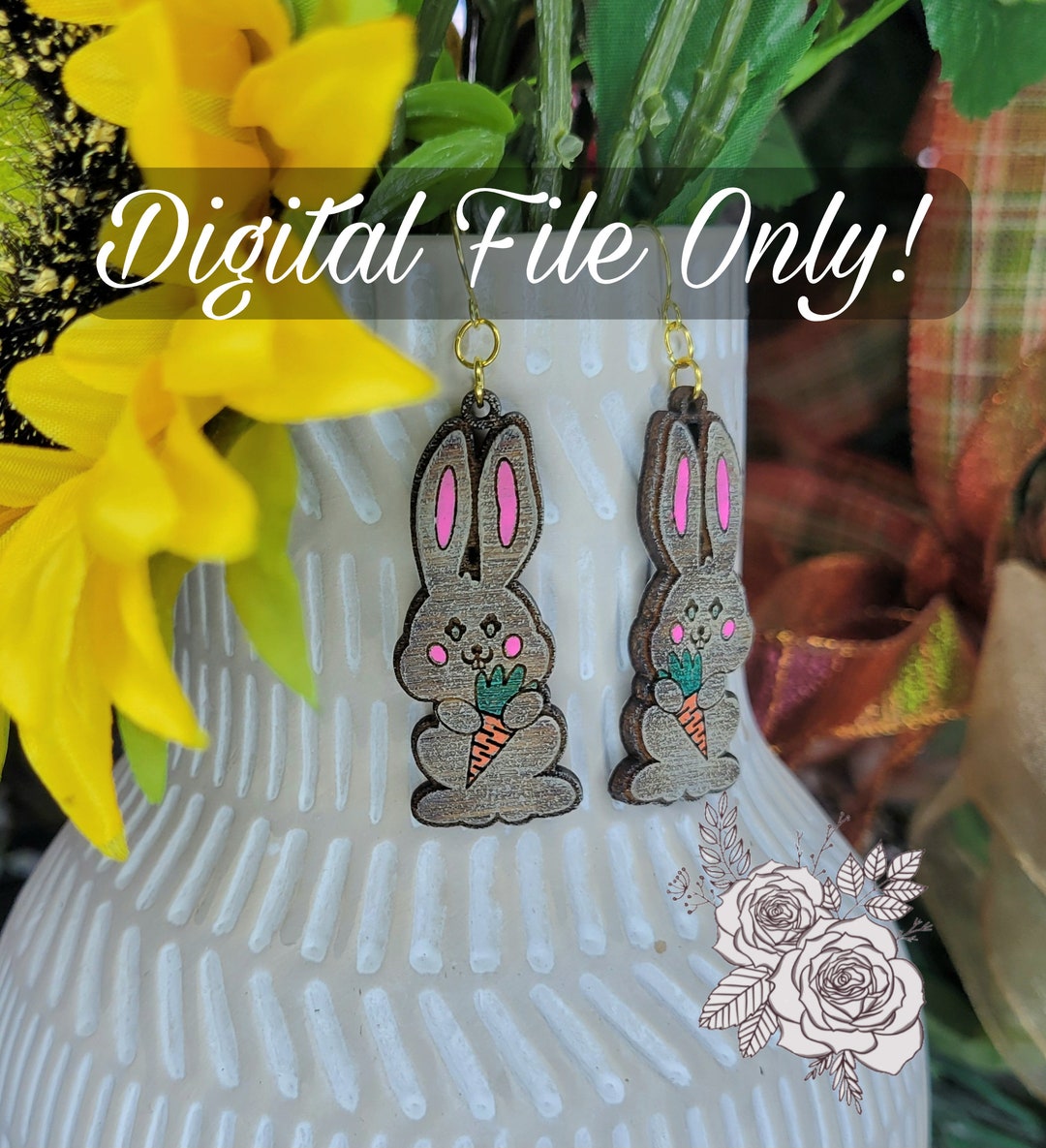 Easter Bunny SVG - Earring Cut File - Easter Earring Design - Bunny ...