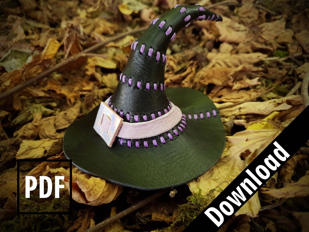 Witch Hat Leather Pattern #17 - Hand Sewing Halloween Hat - PDF Witcher ...