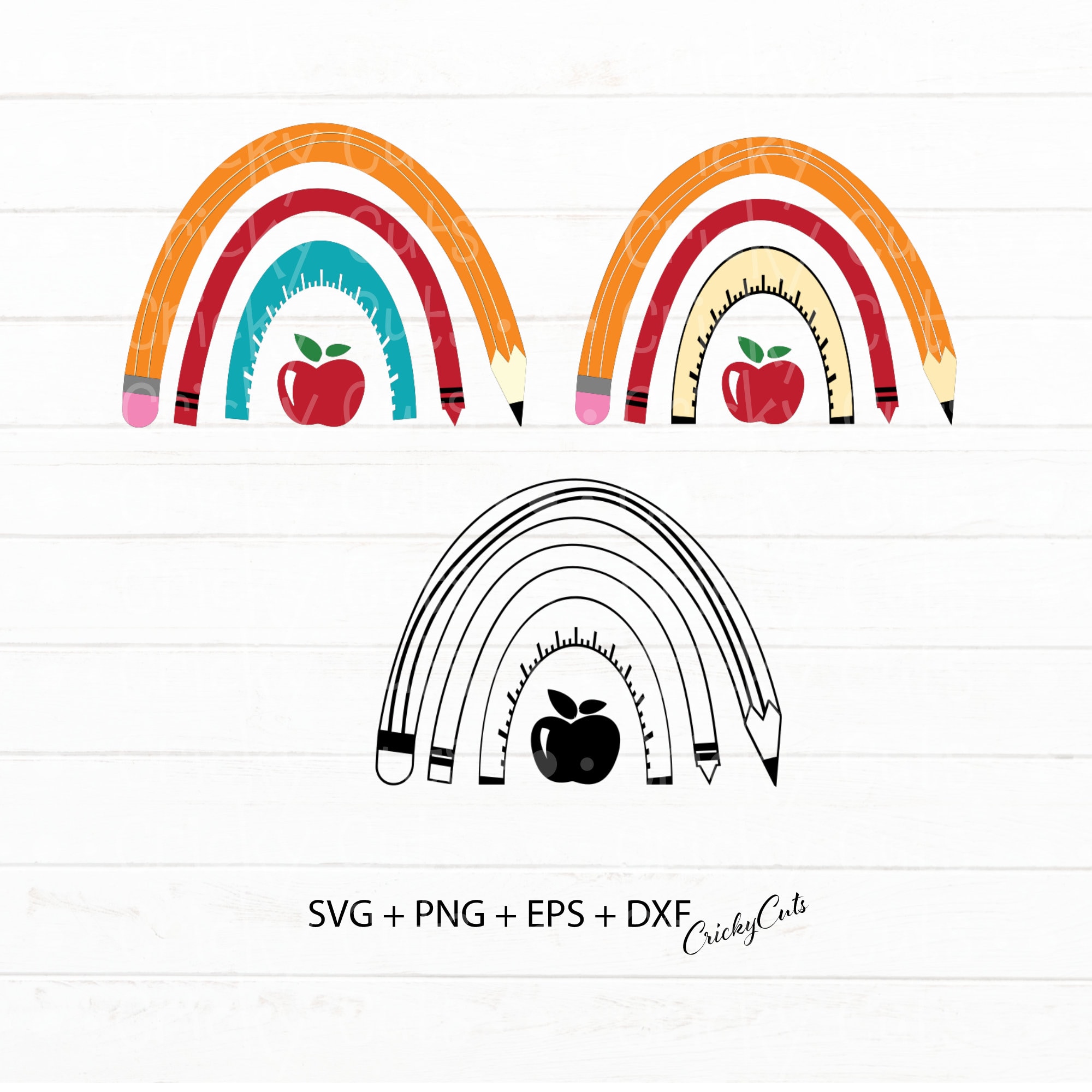 School Supply Rainbow svg Boho Teacher Rainbow svg Paquete | Etsy