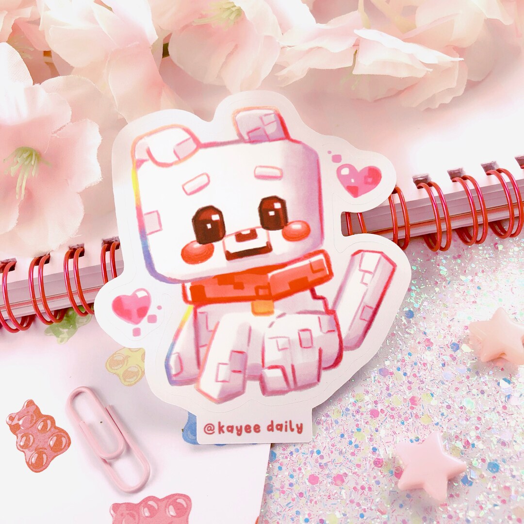 Minecraft Dog Glossy Sticker | Minecraft Wolf Pixel Art Sticker ...