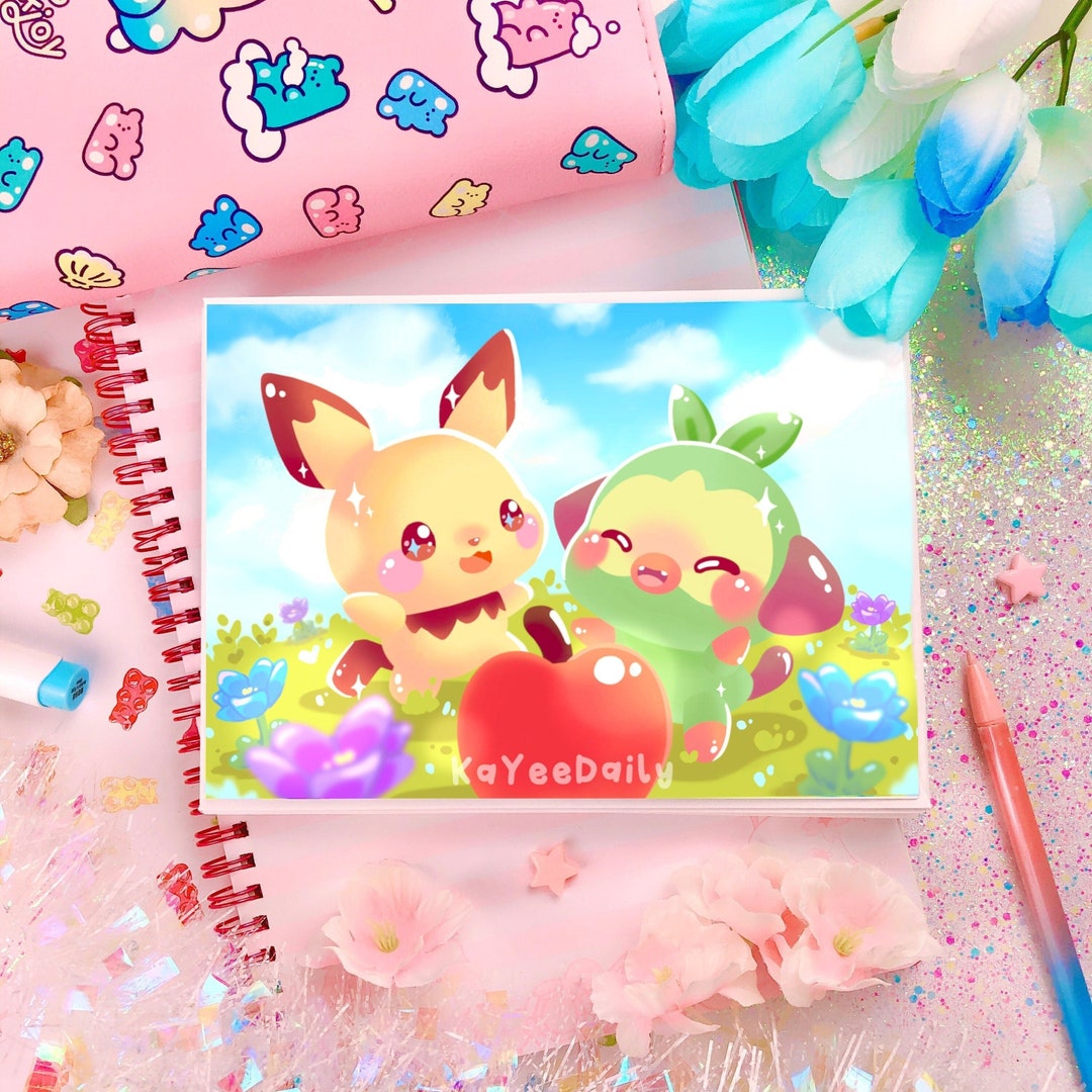 Pokémon Postcard Print - Pichu and Grookey | Cute Pokémon Fan Art ...