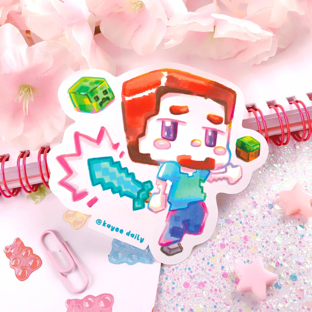 Minecraft Steve Glossy Sticker | Minecraft Pixel Art Sticker ...