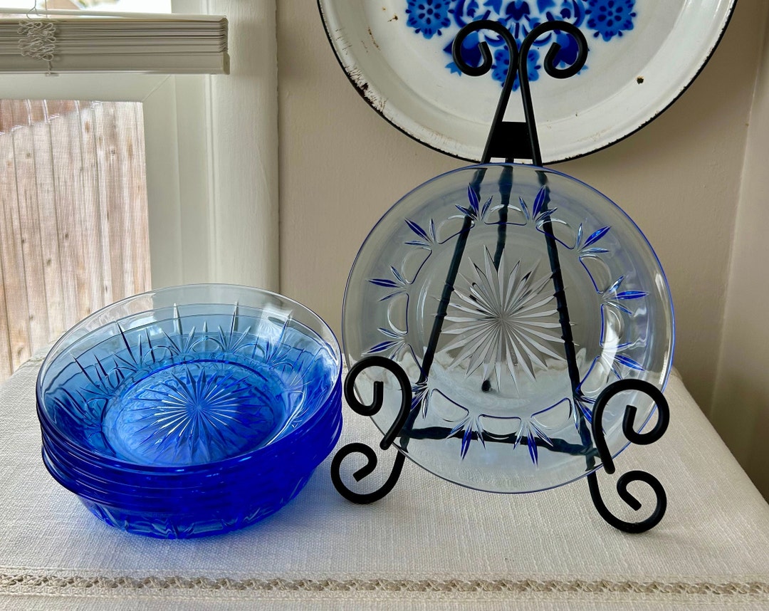 Set of 4 1989 American Blue Glass Bowls by Avon - Etsy