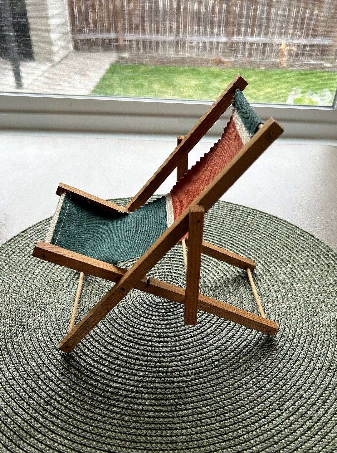 Doll Size Vintage Wood and Cloth Folding Longe Chair - Etsy