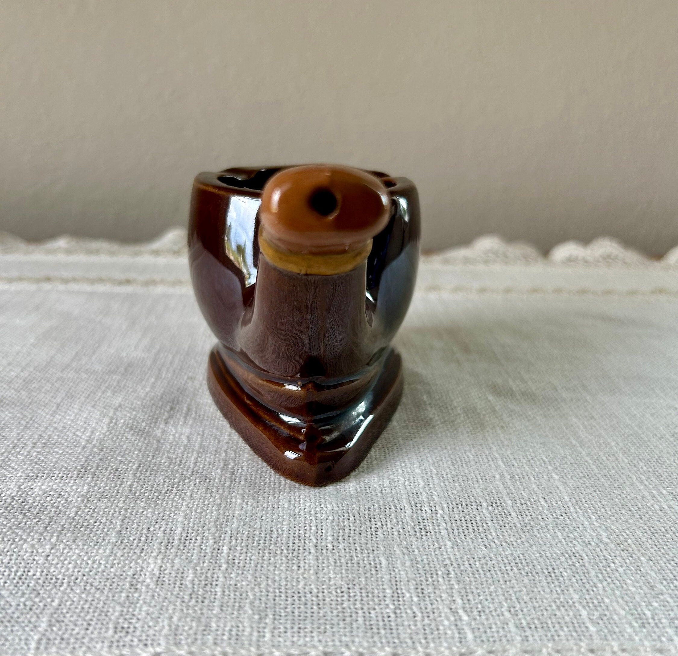 Vintage Brown Ceramic Pipe Ashtray - Etsy