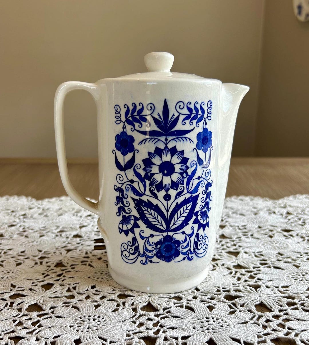 Vintage Made in Japan Flow Blue Floral Electric Tea Pot - Etsy