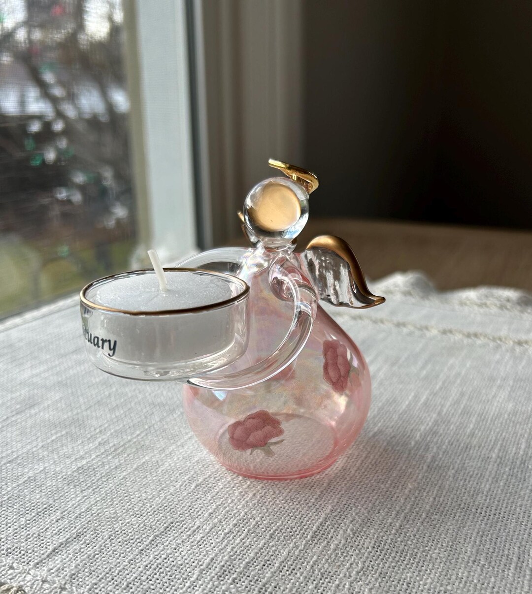 Hand Blown Birth Month Angel " January " Tea Light Holder - Etsy