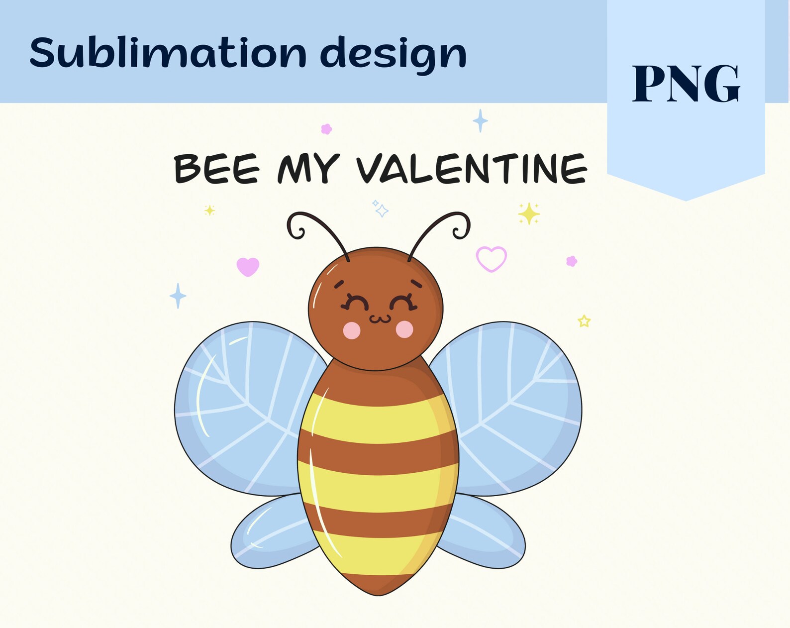 Bee My Valentine Png Clipart Set, Kawaii Character, Cute Printable ...