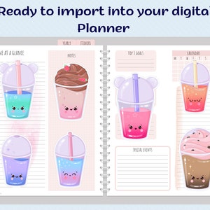 Kawaii Drink Digital Sticker Pack, Cute Bubble Tea Precropped Goodnotes ...