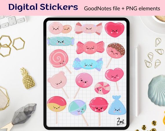 Kawaii Candy Digital Sticker Pack Cute Lollipop Precropped - Etsy