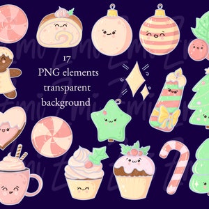 Cute Kawaii Christmas Clipart PNG, Christmas Sweets Food, Gingerbread ...