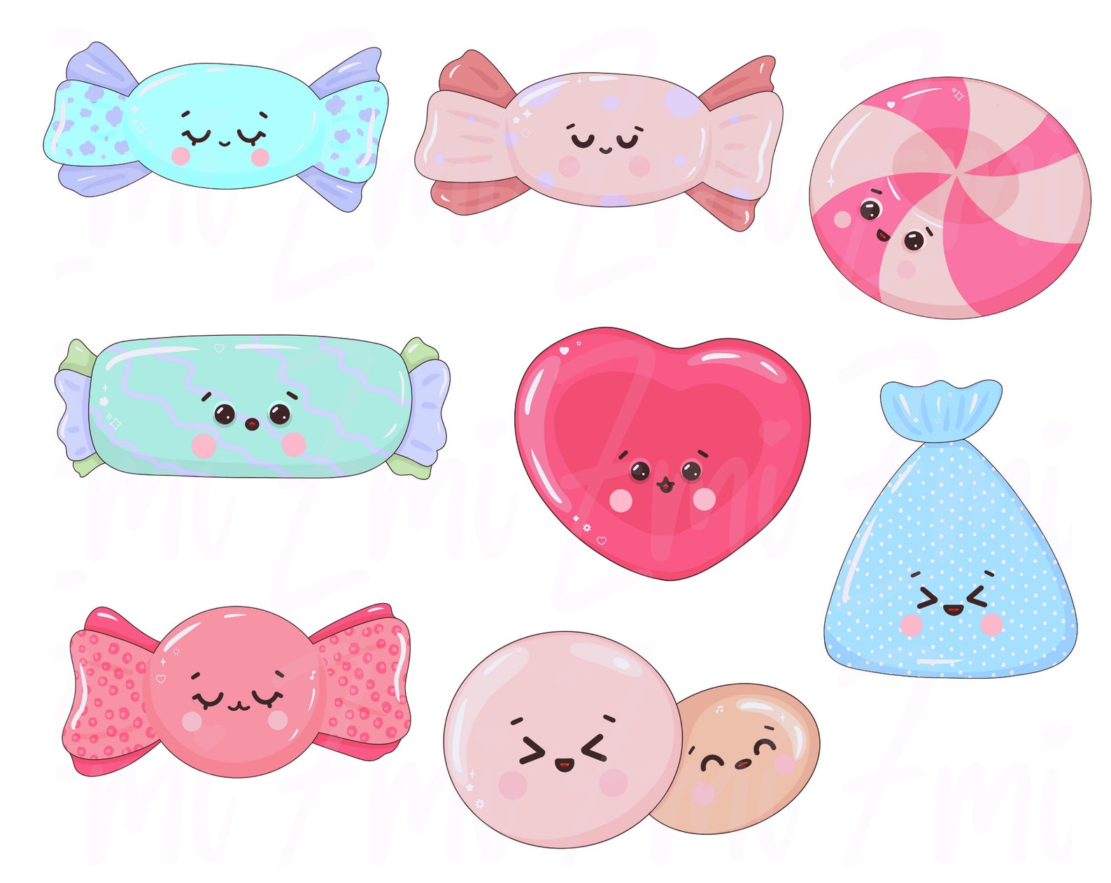 Kawaii Candy Lollipop Png Clipart Set, Sweets Caramel, Cute Printable ...