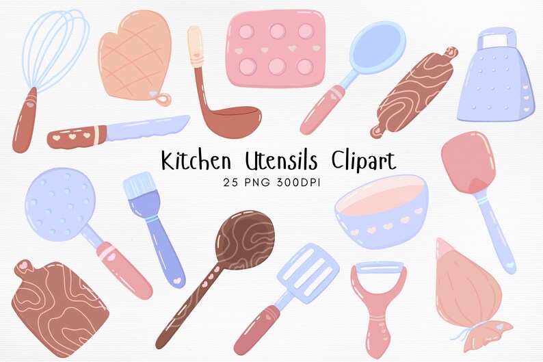 Cooking Tools Clipart | Kitchen Utensils PNG | Cute Baking Elements for ...