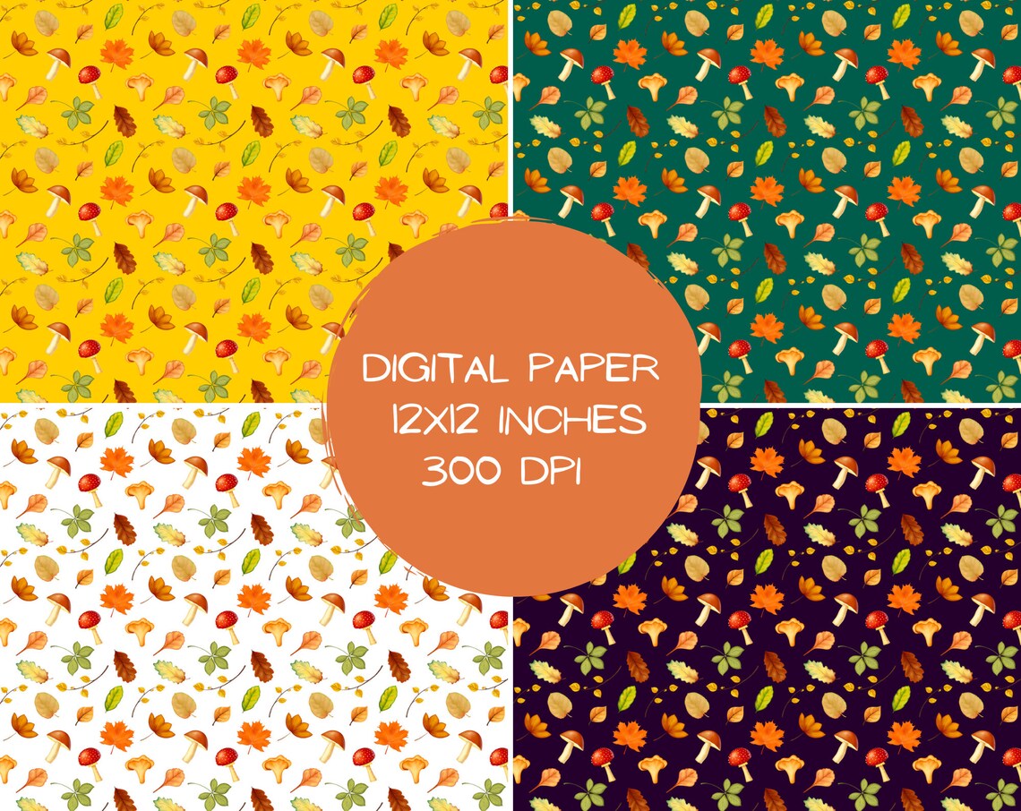 Fall Digital Paper Autumn Background Fall Seamless Pattern - Etsy