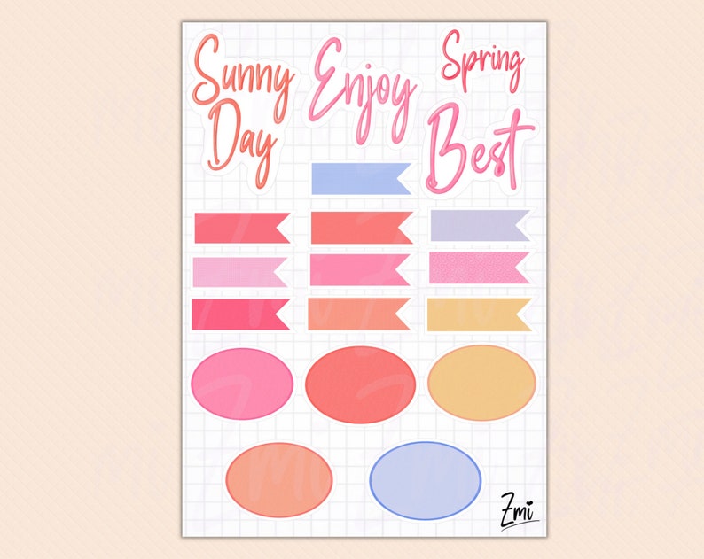 Spring Kawaii Character Png Digital Sticker Pack for Goodnotes Planner ...