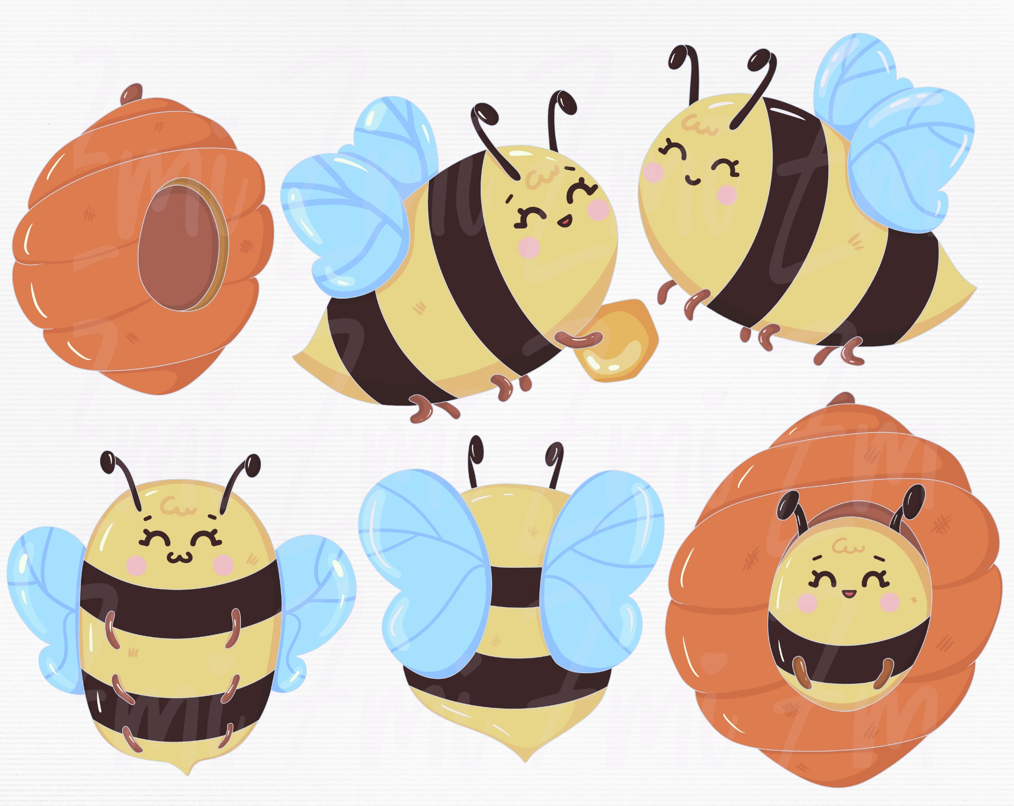 Honey Bee Clipart Cute Kawaii Bee PNG Bundle Lovely - Etsy UK