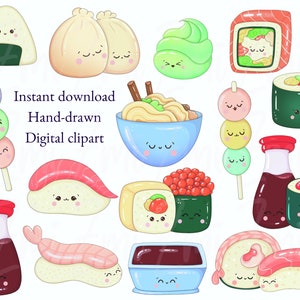 Kawaii Sushi Png Clipart, Japanese Cuisine Cute Printable, Smiling Face ...
