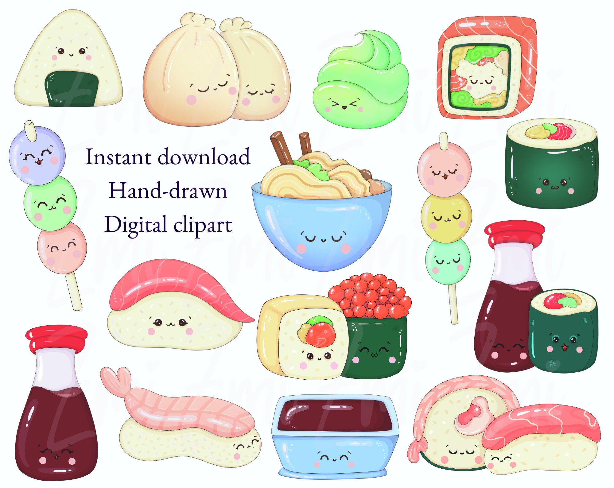 Kawaii Sushi Png Clipart, Japanese Cuisine Cute Printable, Smiling Face ...