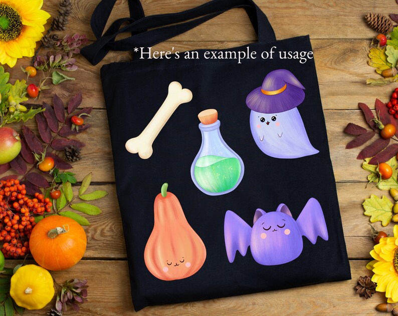 Halloween Clipart, Kawaii Halloween PNG, Cute Ghost, Pumpkin, Spider ...