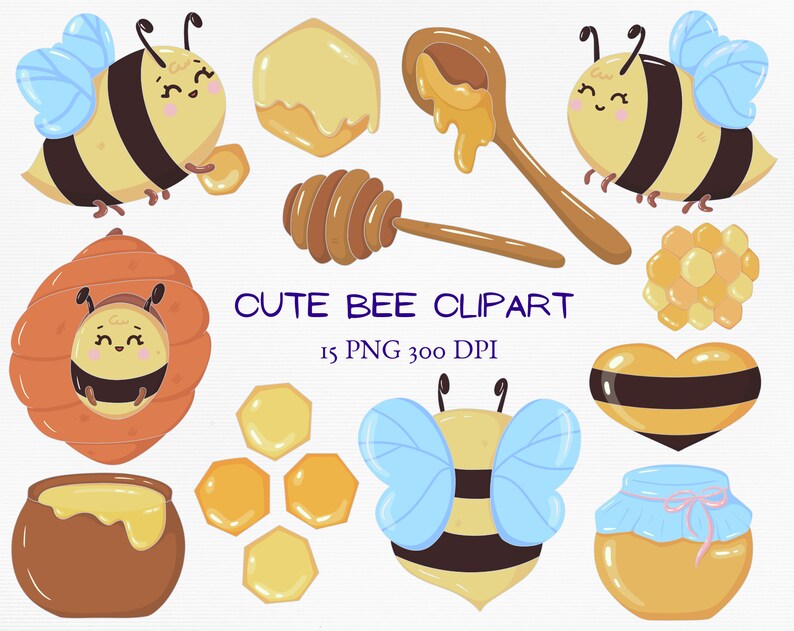 Honey Bee Clipart Cute Kawaii Bee PNG Bundle Lovely - Etsy Canada