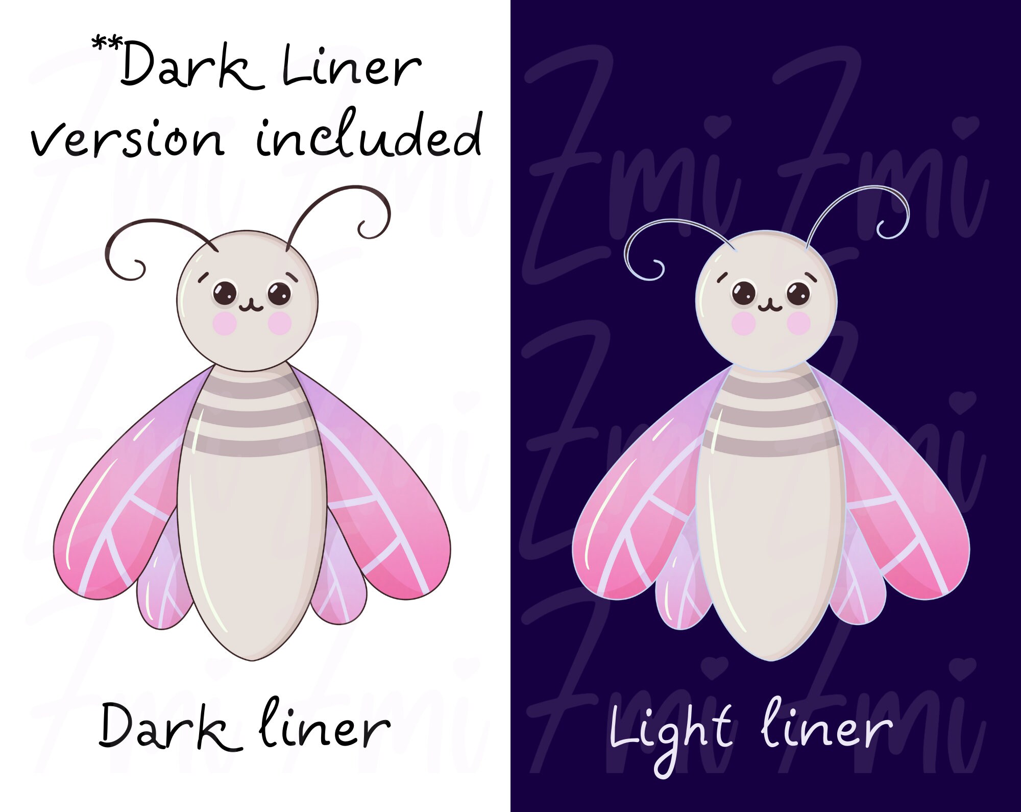 Kawaii Animal Clipart Cute Bugs Insect Png Butterfly Bee - Etsy