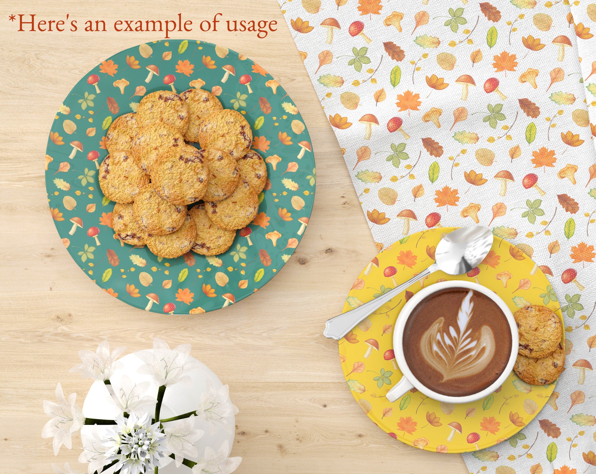 Fall Digital Paper, Autumn Background, Fall Seamless Pattern, Mushrooms ...