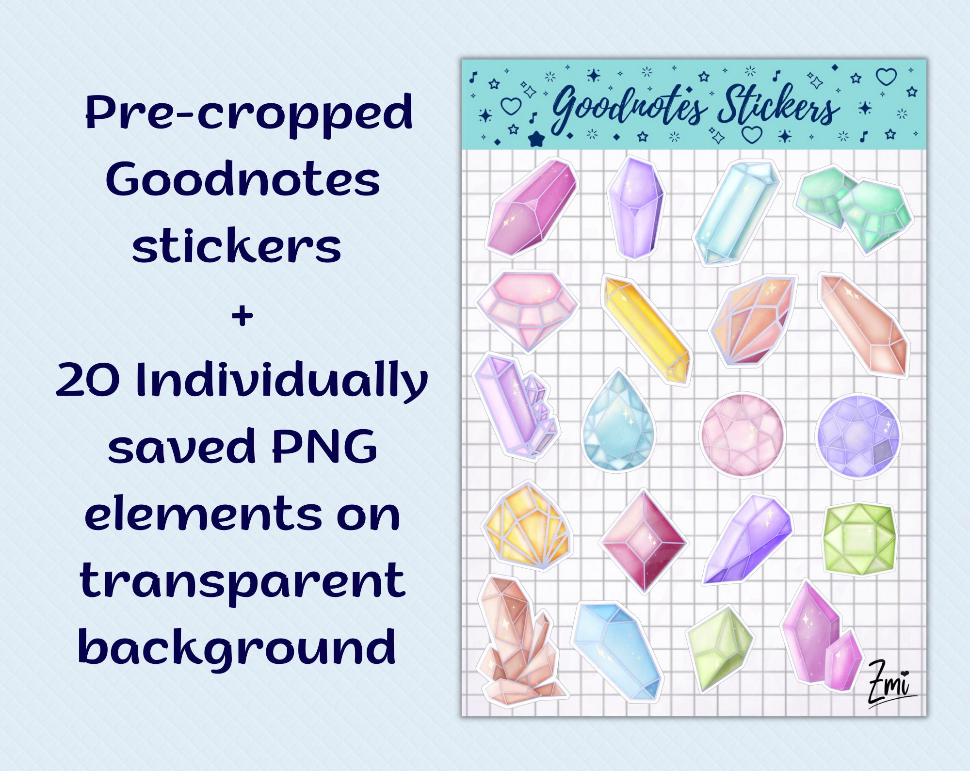 Diamond Crystals Png Digital Stickers for Goodnotes Planner, Precropped ...