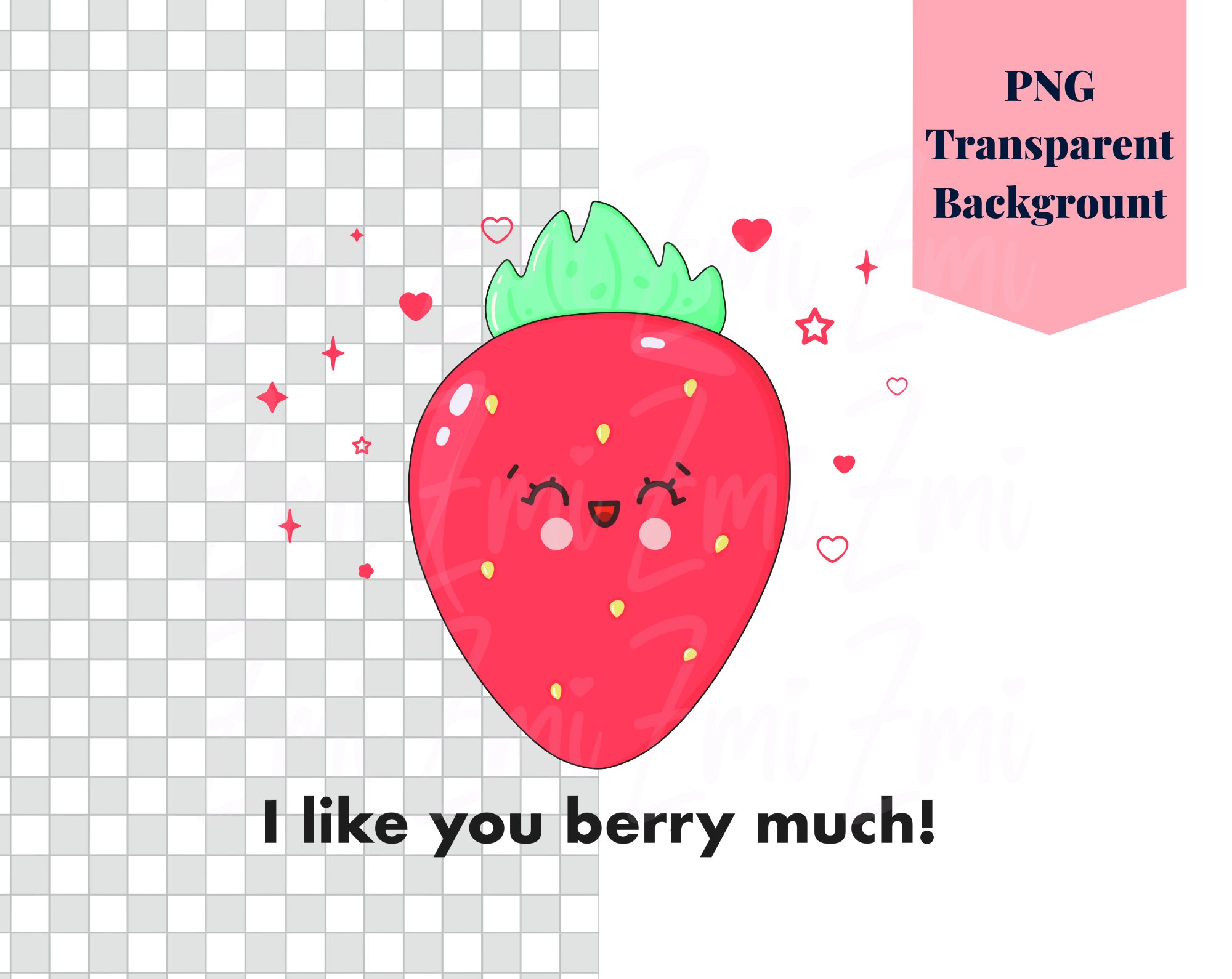 Like You Berry Much Png Clipart, Cute Kawaii Strawberry, Printable ...