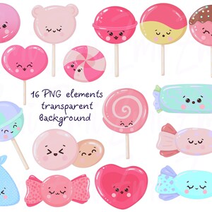 Kawaii Candy Lollipop Png Clipart Set, Sweets Caramel, Cute Printable ...
