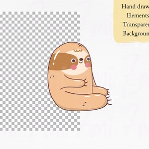 Cute Sloth Clipart Set Printable PNG Files Funny Kawaii Doodle Animal ...