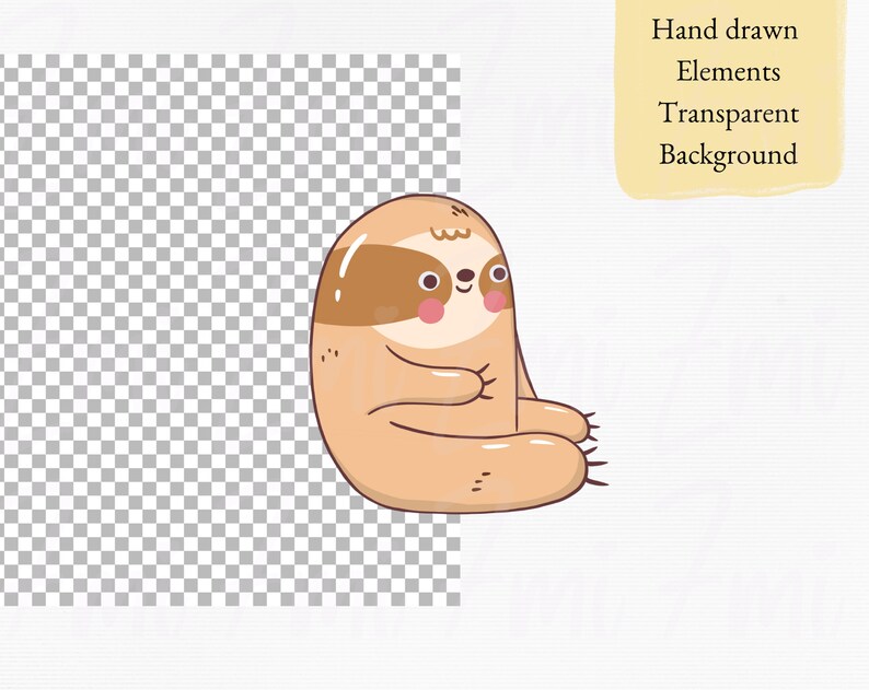 Cute Sloth Clipart Set Printable PNG Files Funny Kawaii Doodle Animal ...